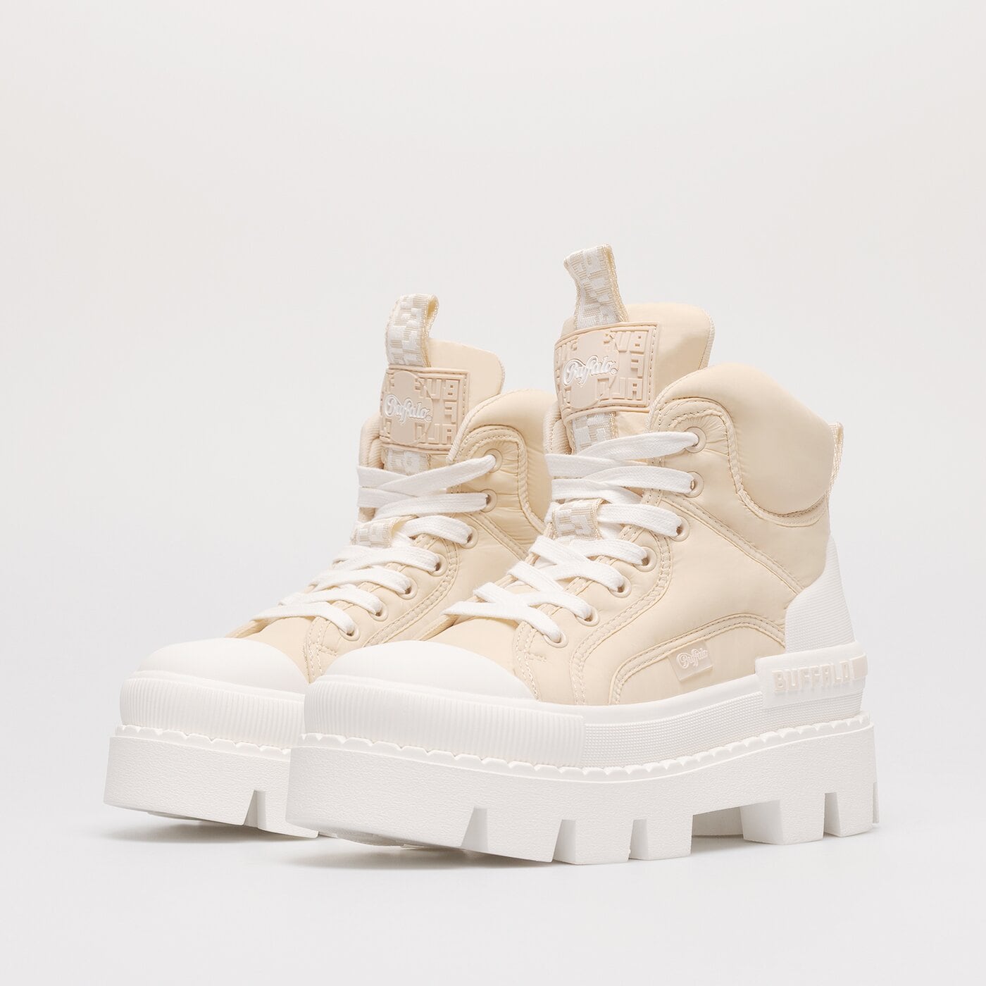 BUFFALO RAVEN LACEUP MID kolor BEŻOWY (1630797) - Kobieta - Trampki w ...
